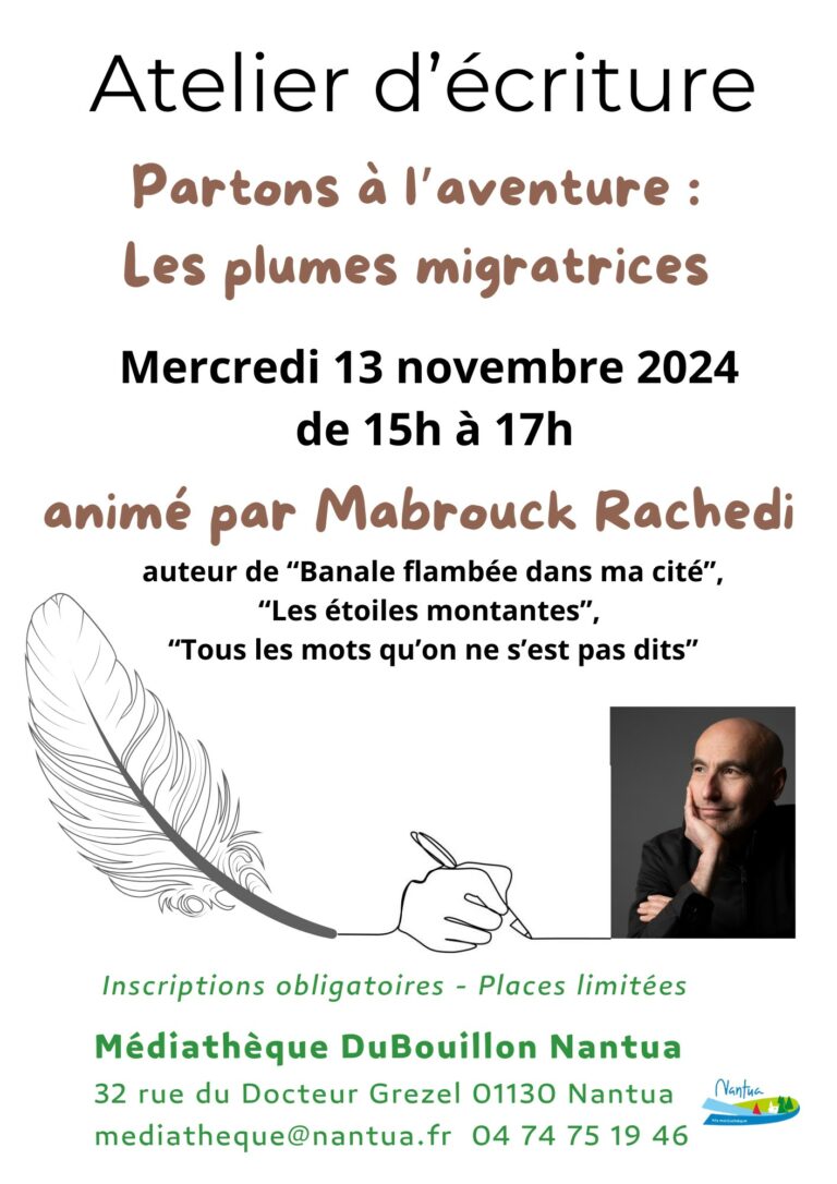Atelier d’écriture animé par Mabrouck Rachedi – Mairie de Nantua